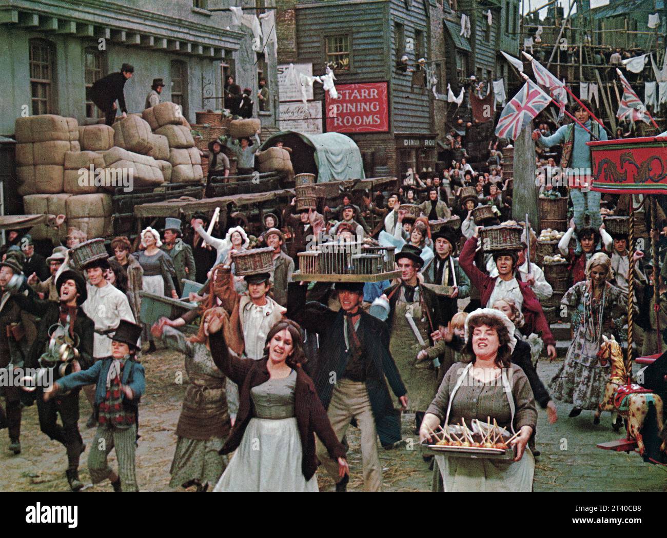 Street scene, on-set of the British musical film, "Oliver!", Columbia ...