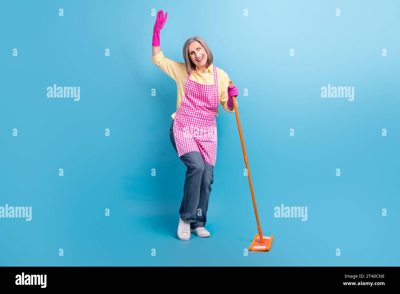 Funny woman mop isolated on hi-res stock photography and images - Alamy