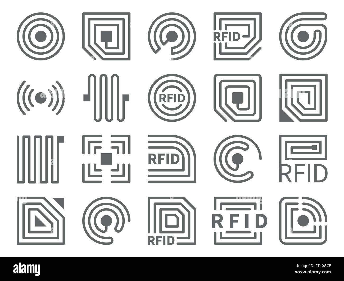 Rfid icons. Electronic readers technology, different forms, near field ... Rfid icons. Electronic readers technology, different forms, near field ...
