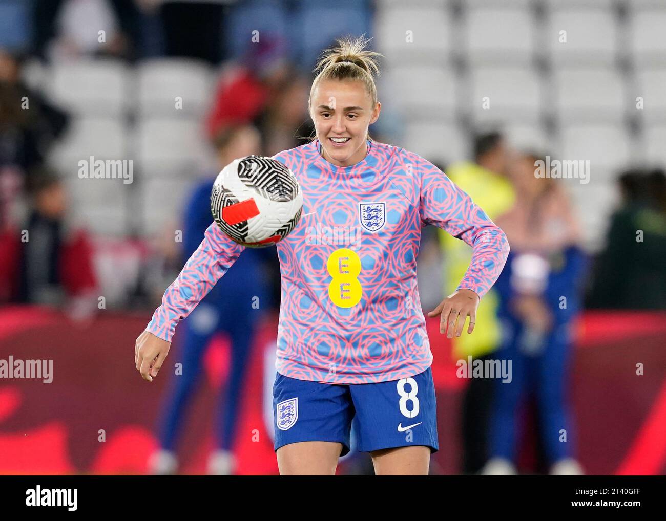 Leicester, UK. 27th Oct, 2023. Georgia Stanway of England warms up during the UEFA Women's ...