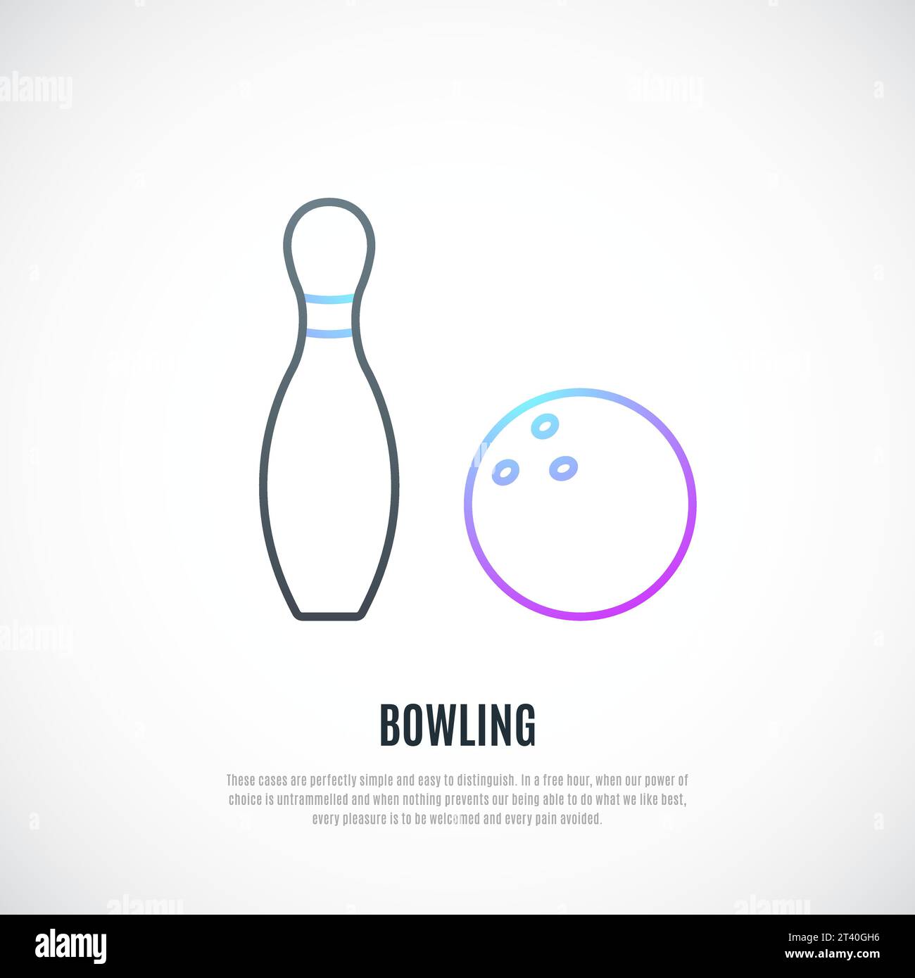 Bowling ball and pin line icon. Vector bowling emblem isolated on white ... Bowling ball and pin line icon. Vector bowling emblem isolated on white ...