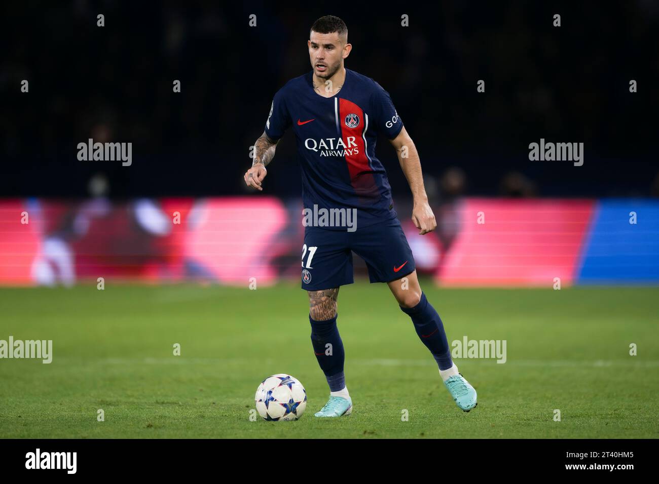 Lucas Hernandez of Paris Saint-Germain FC in action during the UEFA ...