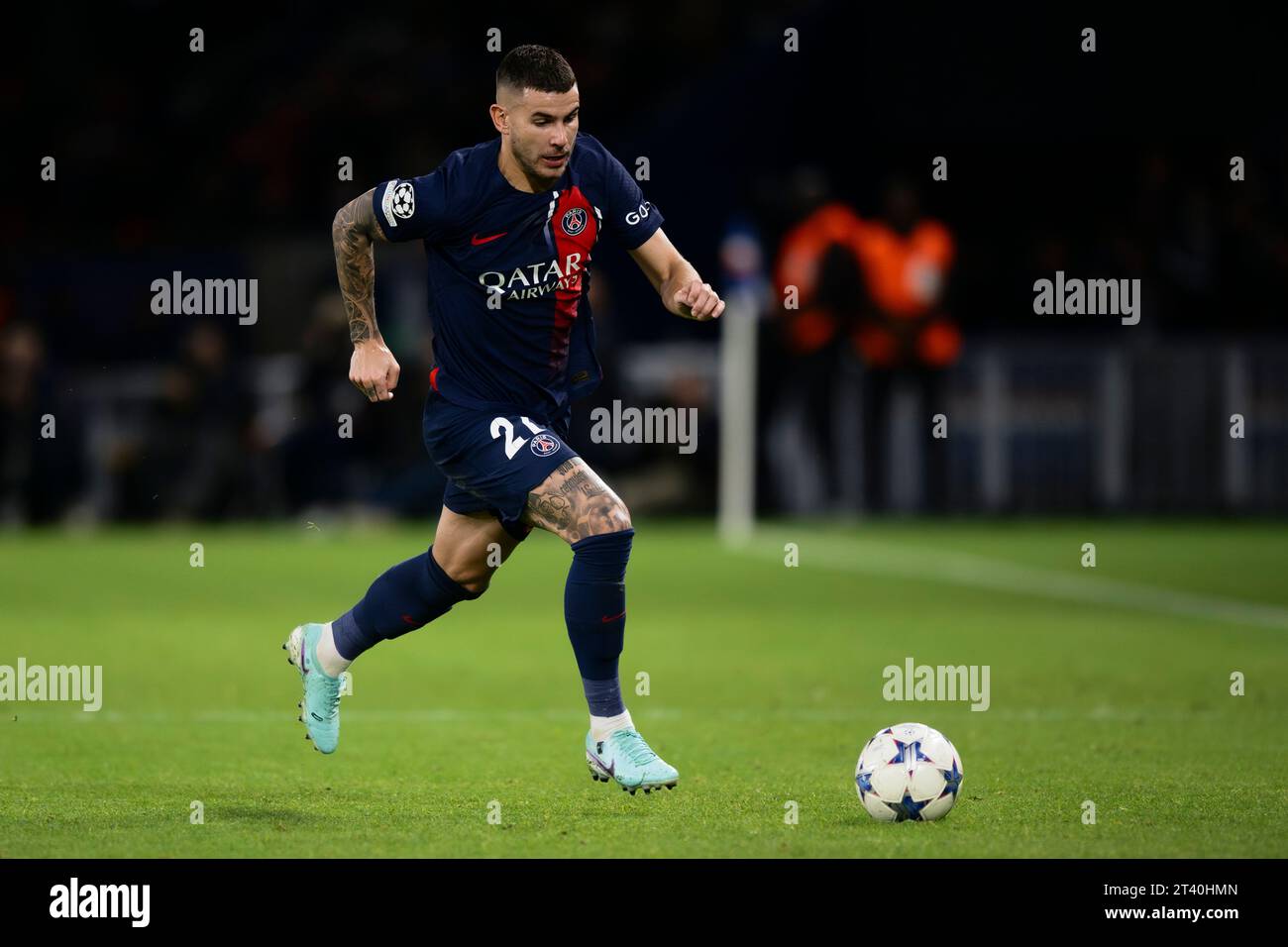 Lucas Hernandez of Paris Saint-Germain FC in action during the UEFA ...