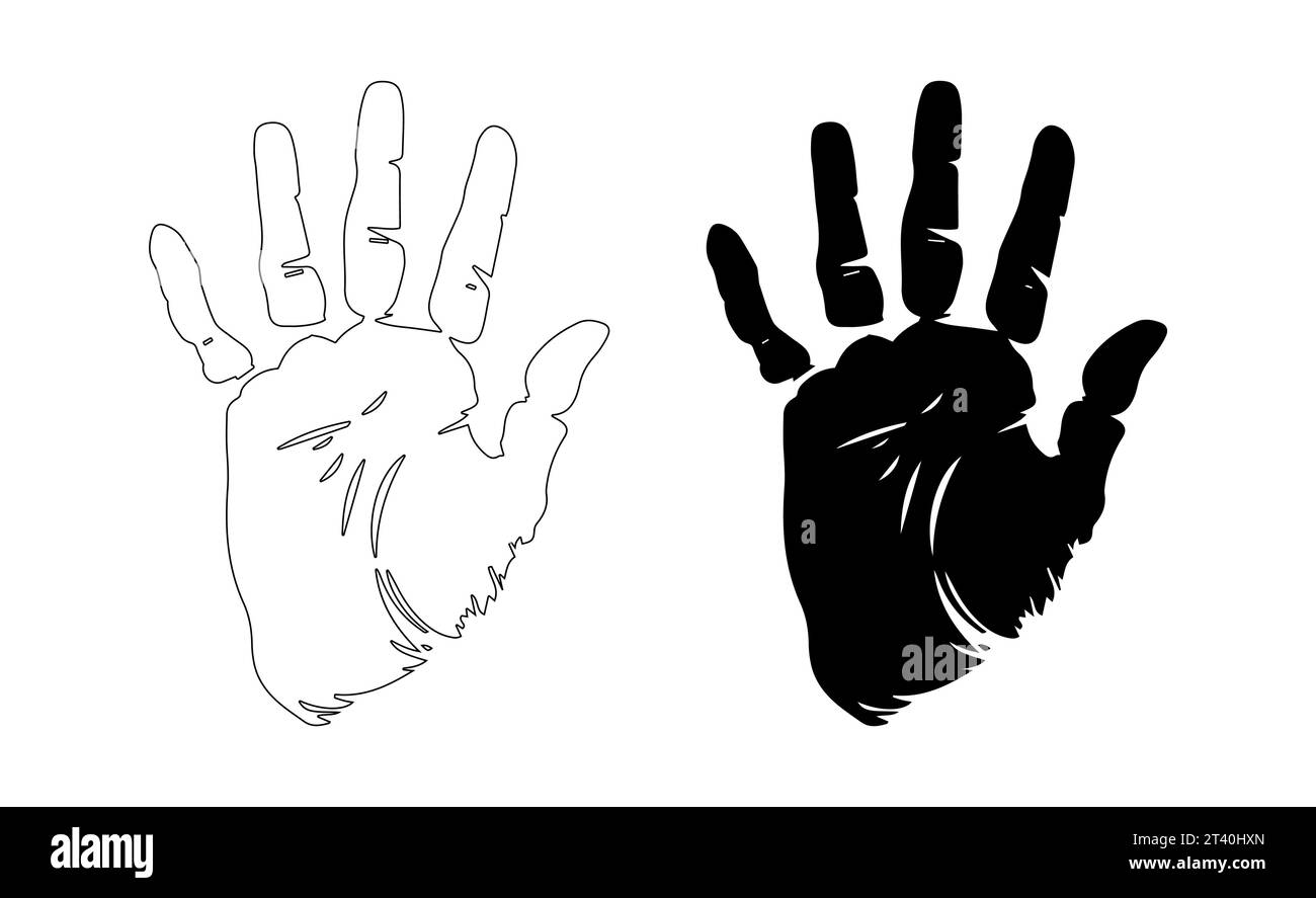 Human handprint. Adult handprint. Human fingers and palm of hands ...