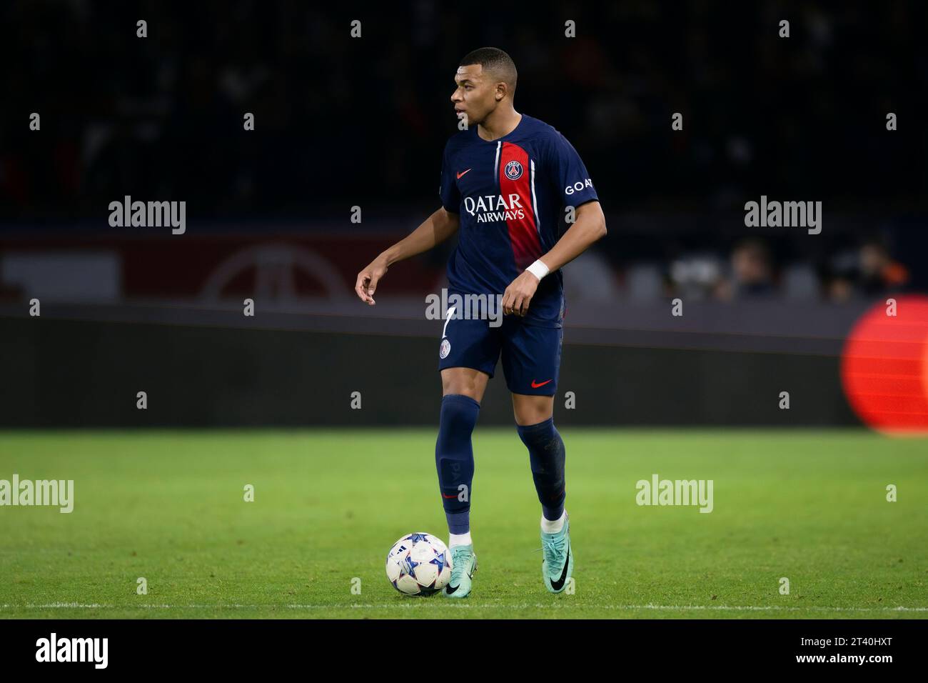 Kylian Mbappe of Paris Saint-Germain FC in action during the UEFA ...