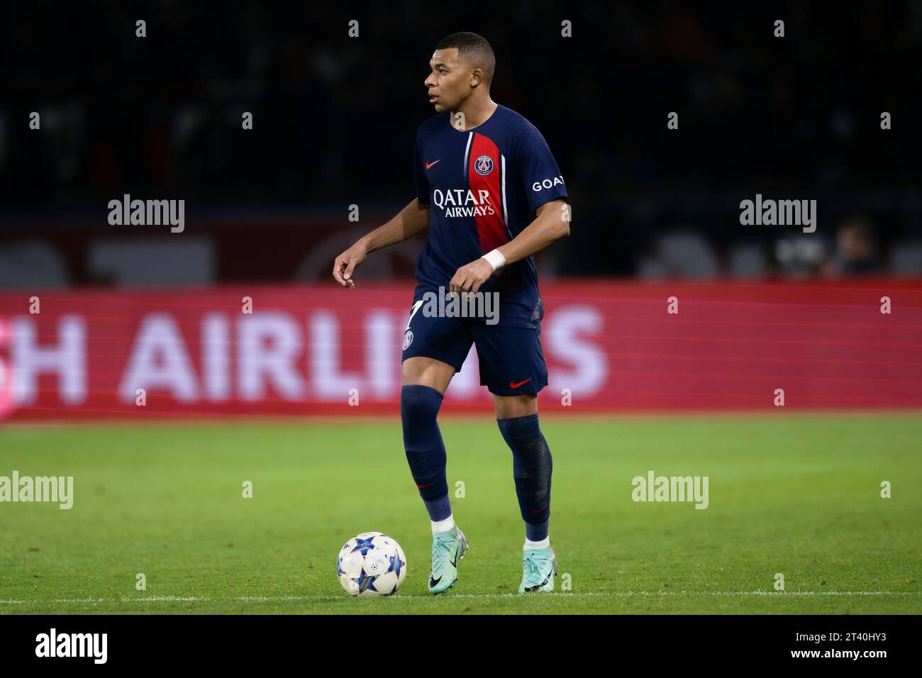 Kylian Mbappe of Paris Saint-Germain FC in action during the UEFA ...
