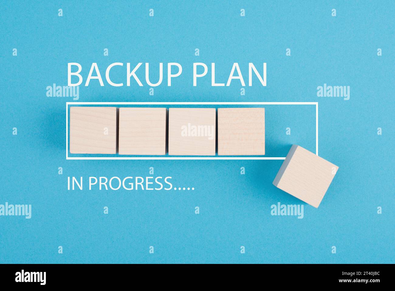 Backup plan in progress, loading bar, computer file security and online ...