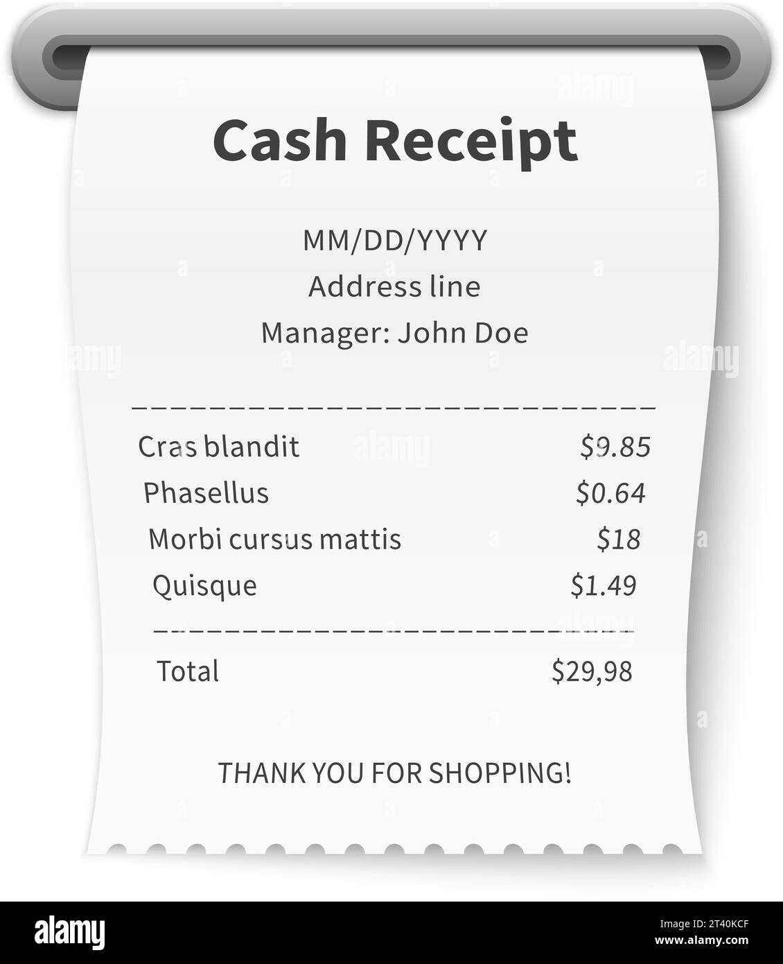 Register receipt Black and White Stock Photos & Images - Alamy