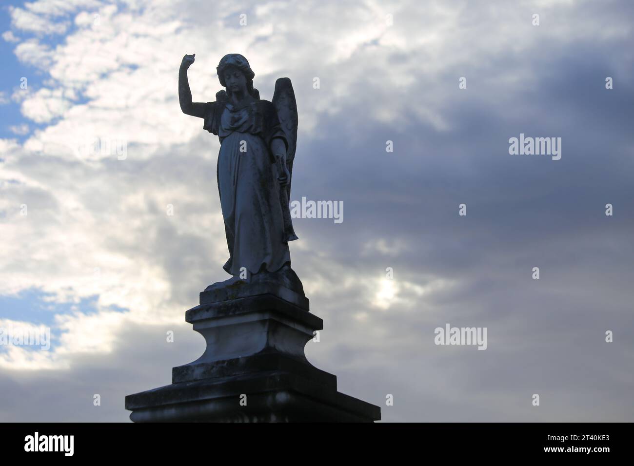 Aviles, Spain, October 27th, 2023: A sculpture of an angel during the ...
