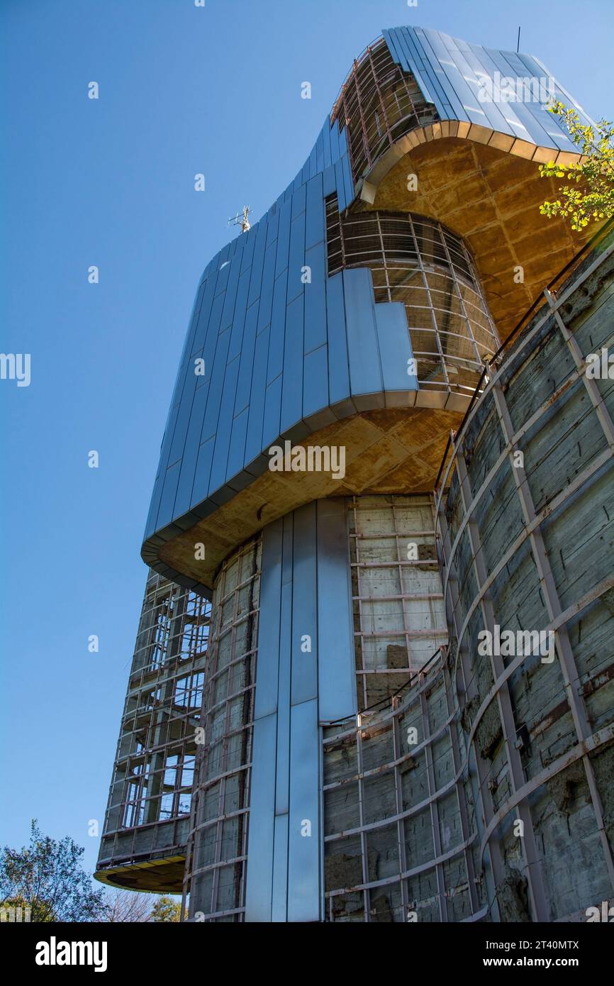 Side view of the derelict Yugoslav-era WW2 partisan Monument to ...
