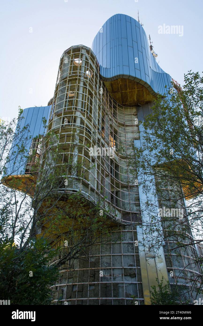 Back view of the derelict Yugoslav-era WW2 partisan Monument to ...