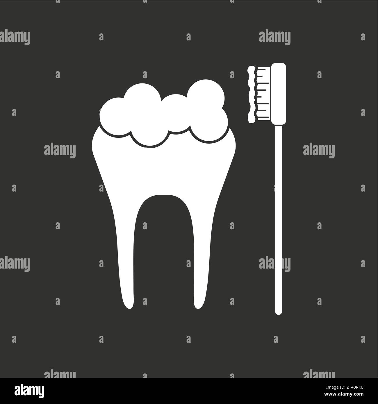 White icon on black background tooth Royalty Free Vector Stock Vector ...