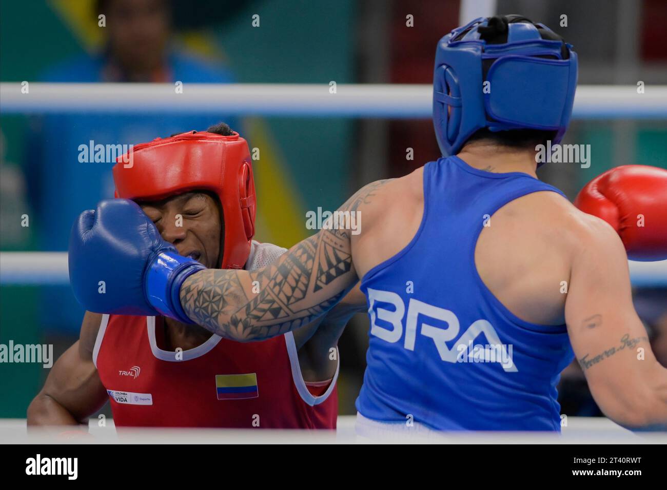 Santiago, Chile. 27th Oct, 2023. Bia Ferreira from Brazilian Boxing ...