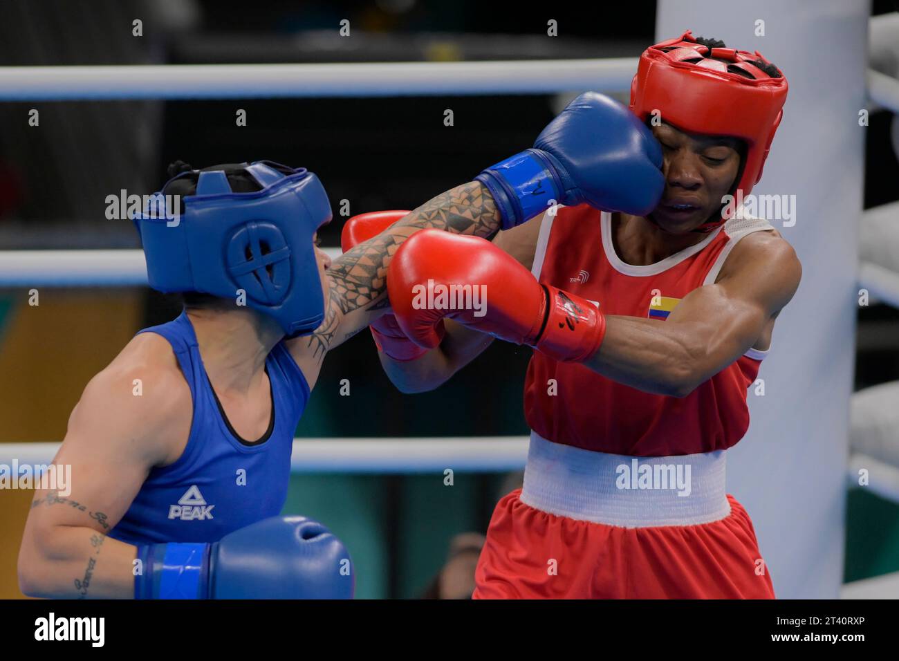 Santiago, Chile. 27th Oct, 2023. Bia Ferreira from Brazilian Boxing ...