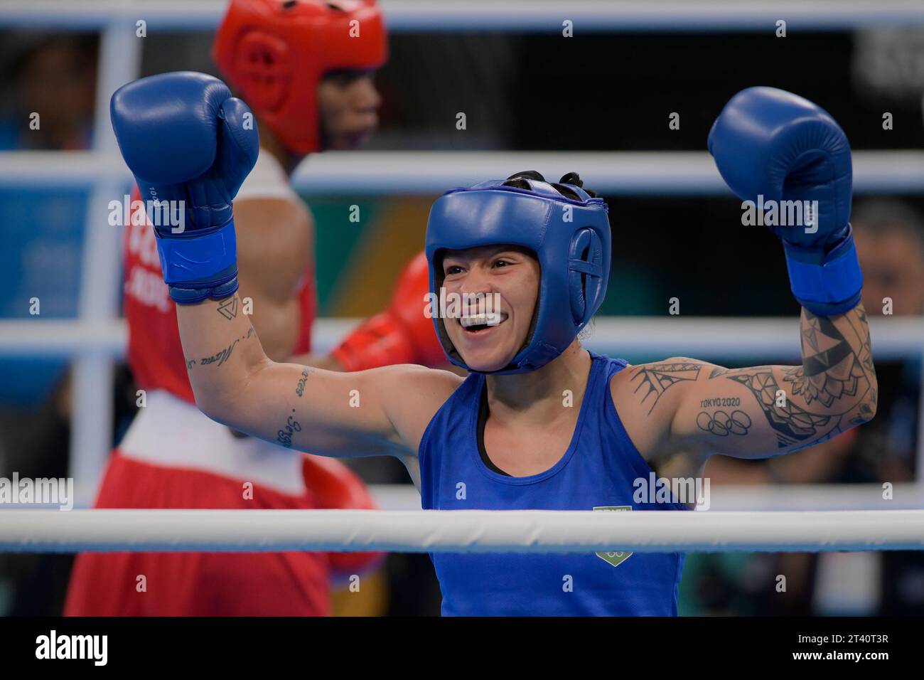 Santiago, Chile. 27th Oct, 2023. Bia Ferreira from Brazilian Boxing ...