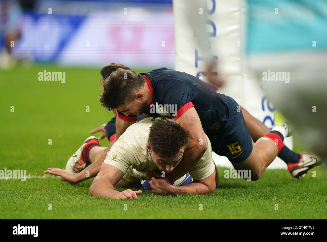 England’s Theo Dan scores his sides second try during the Rugby World ...