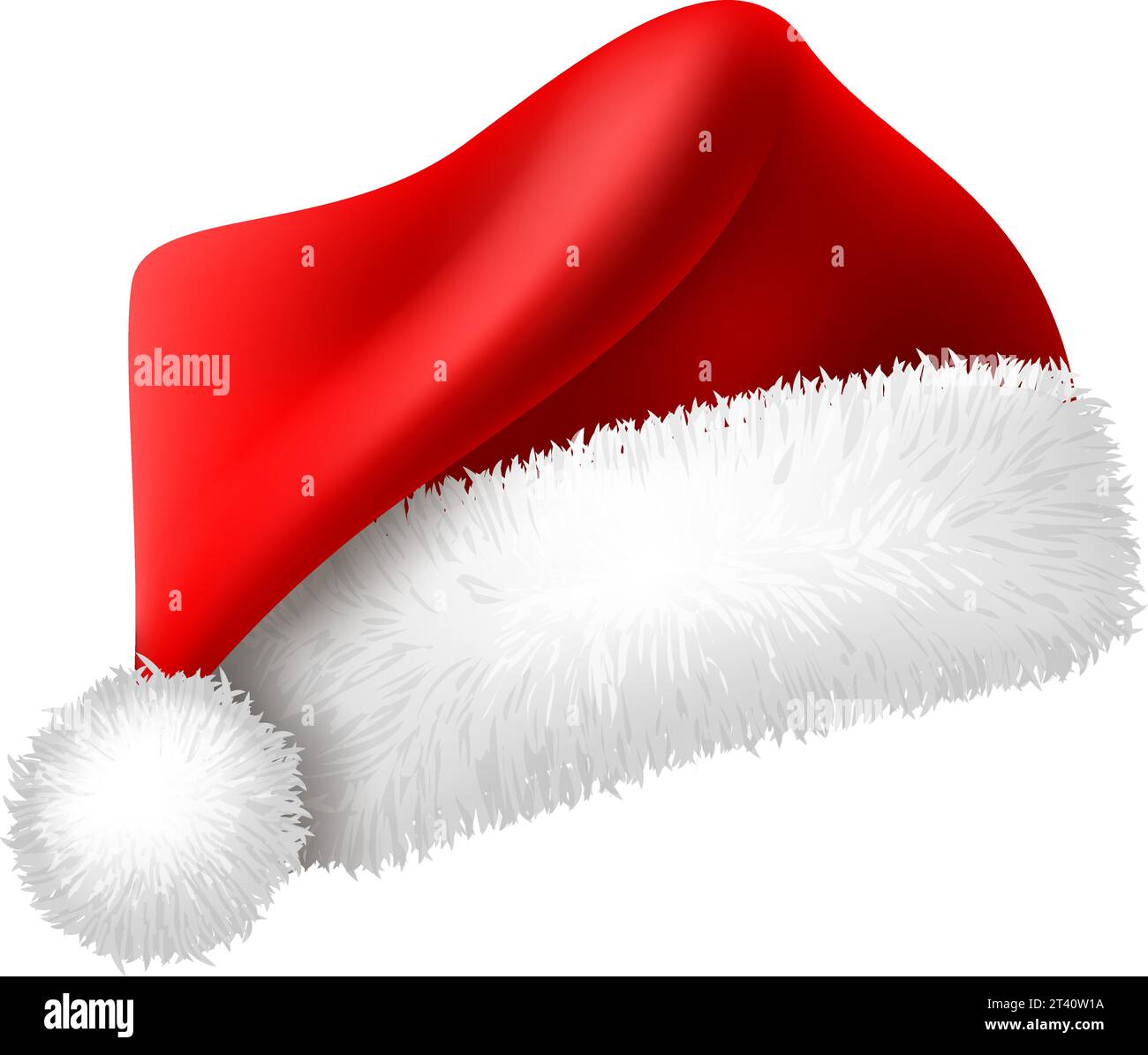 Santa cap. Realistic christmas party fluffy hat isolated on white ...