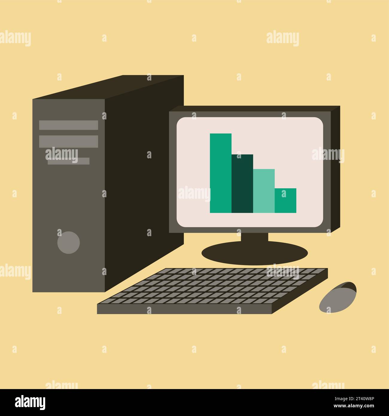 Flat icon on stylish background office computer Vector Image Stock ...