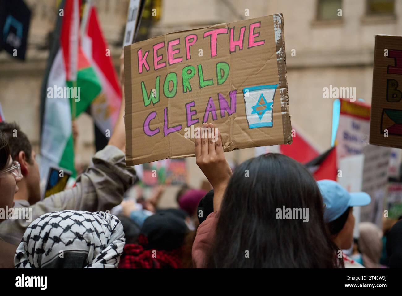New York, New York, USA. 26th Oct, 2023. Protester holds up "Keep The ...