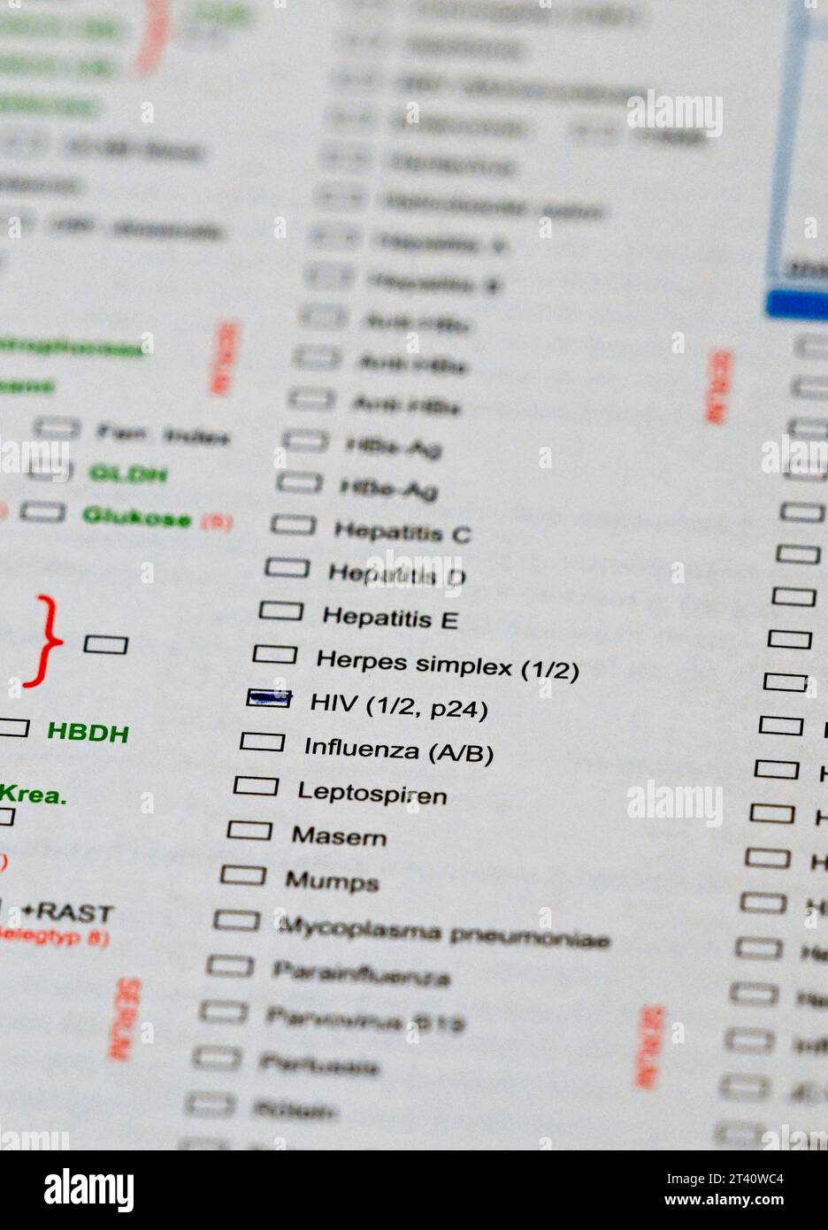 Berlin, Germany. 20th Oct, 2023. An HIV test is selected on a chart in ...