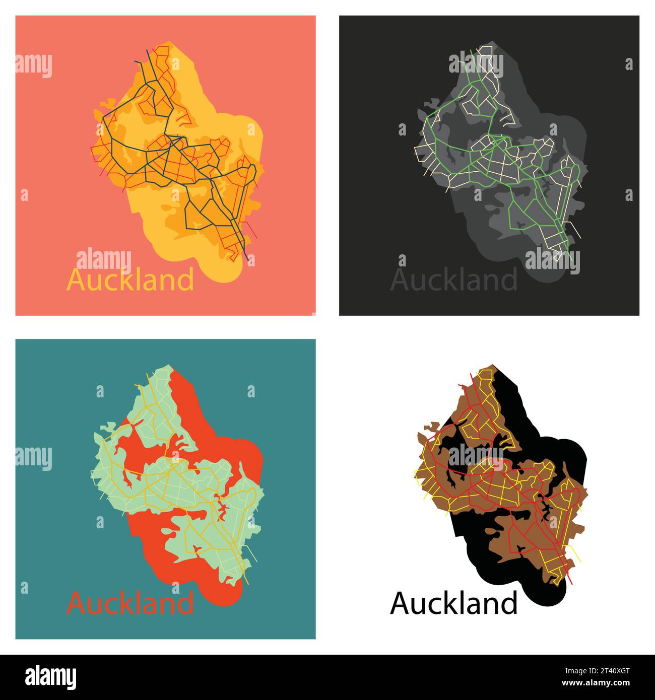 Auckland map Cut Out Stock Images & Pictures - Alamy