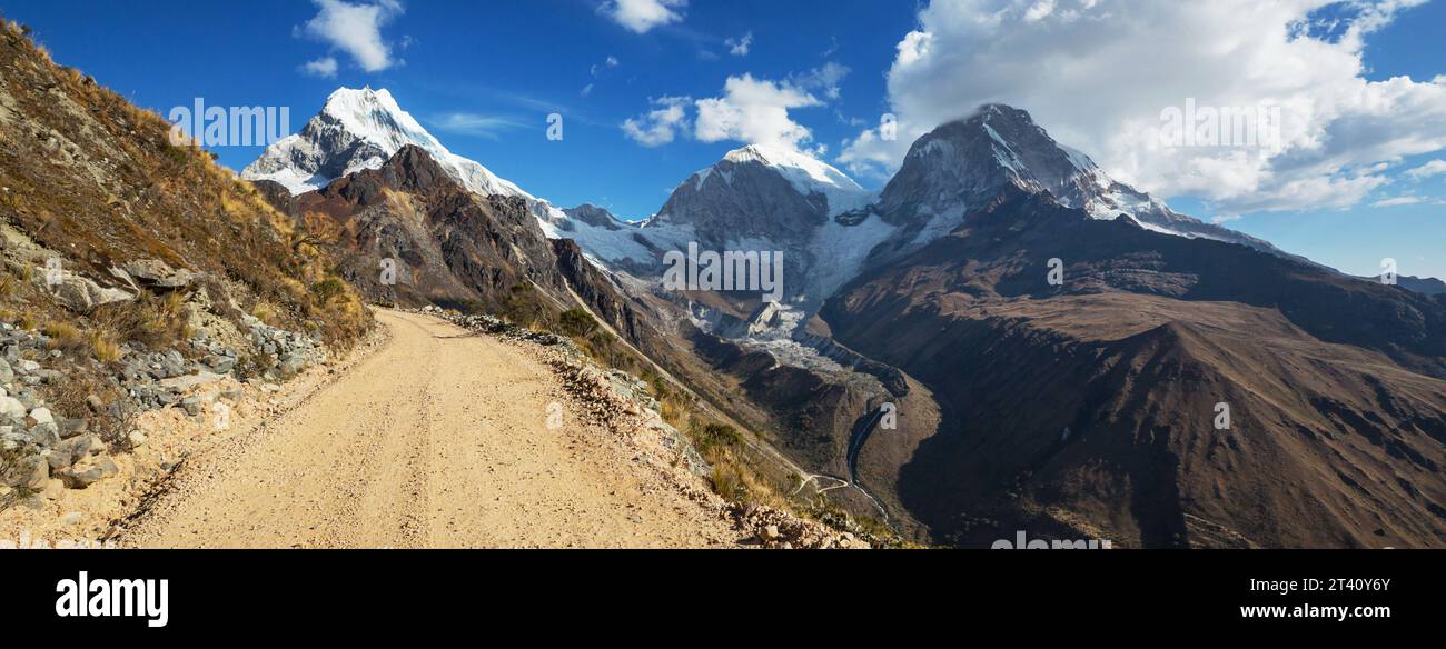 Scenic road in the Cordillera mountains in Peru. Travel background ...