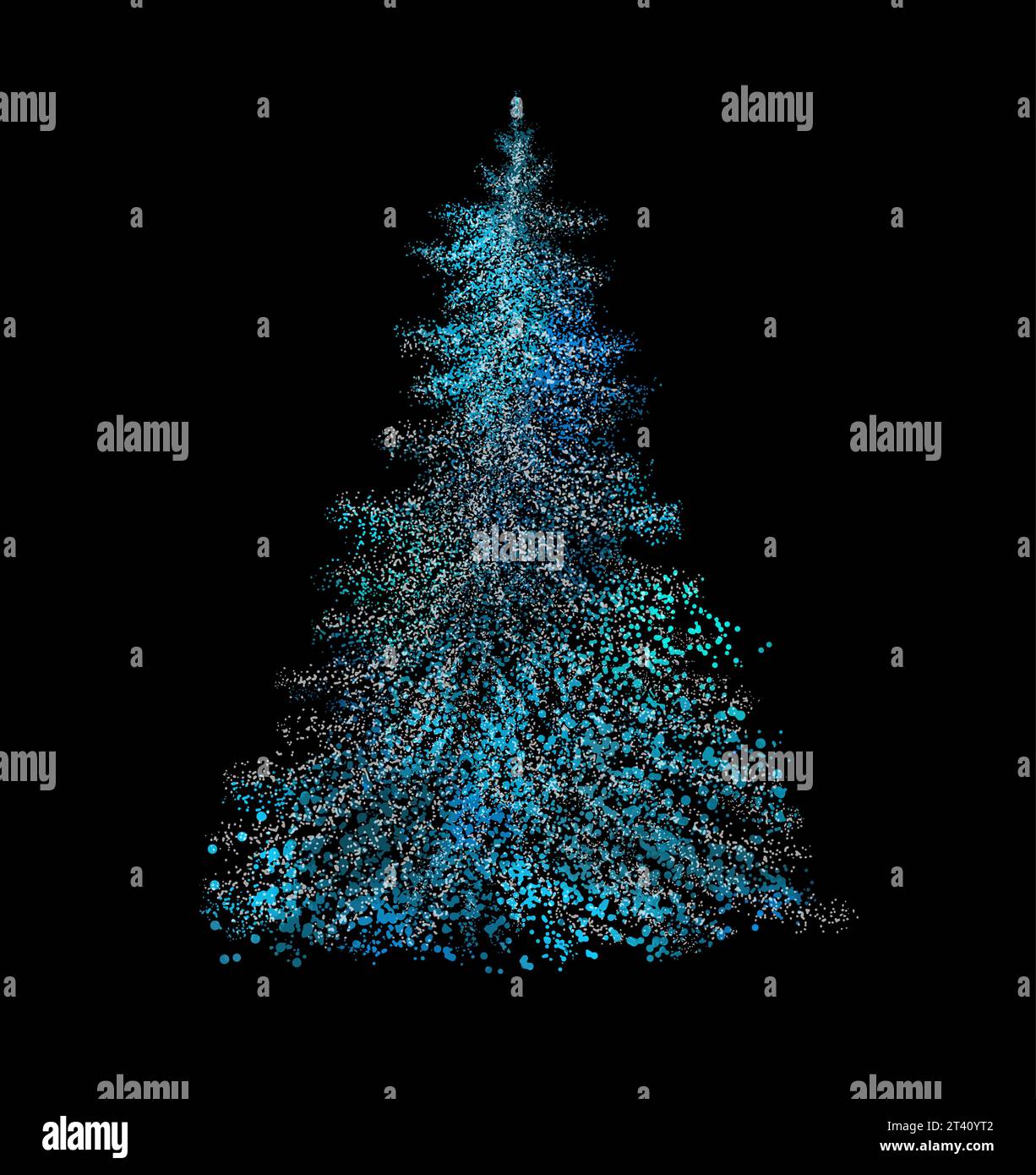 Abstract blue Christmas tree made of dots. Hand drawing. Not AI ...