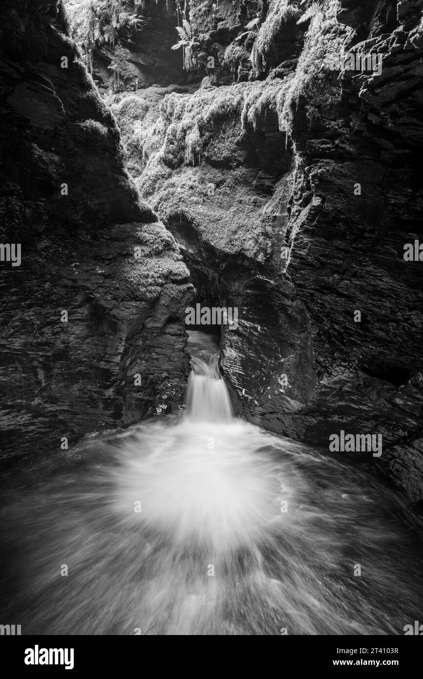 Long exposure of the Devils Cauldron waterfall on the river Lyd at ...