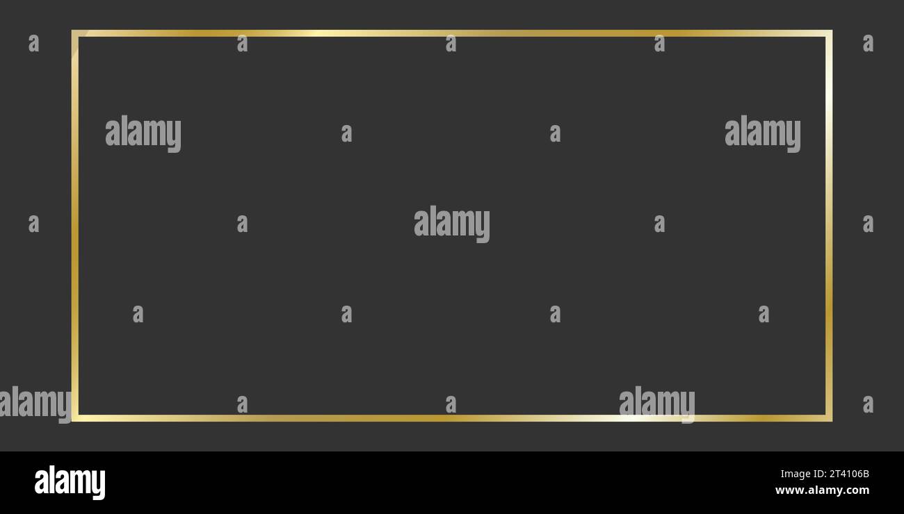 Rectangle gold frame on the gray background. Golden luxury realistic ...