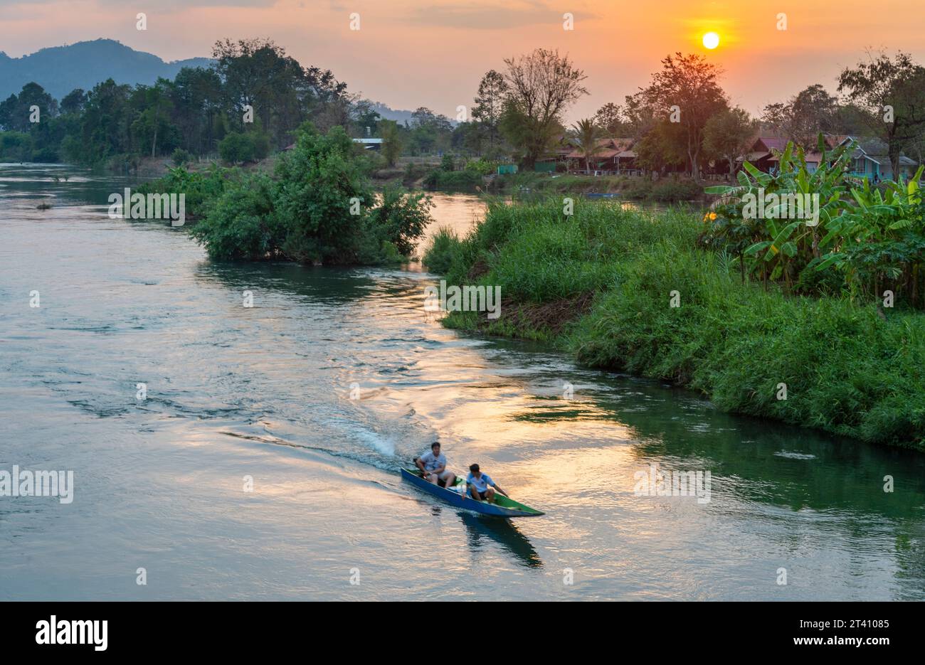 Don Det island,Champasak Province,southern Laos-February 2023:Beautiful ...