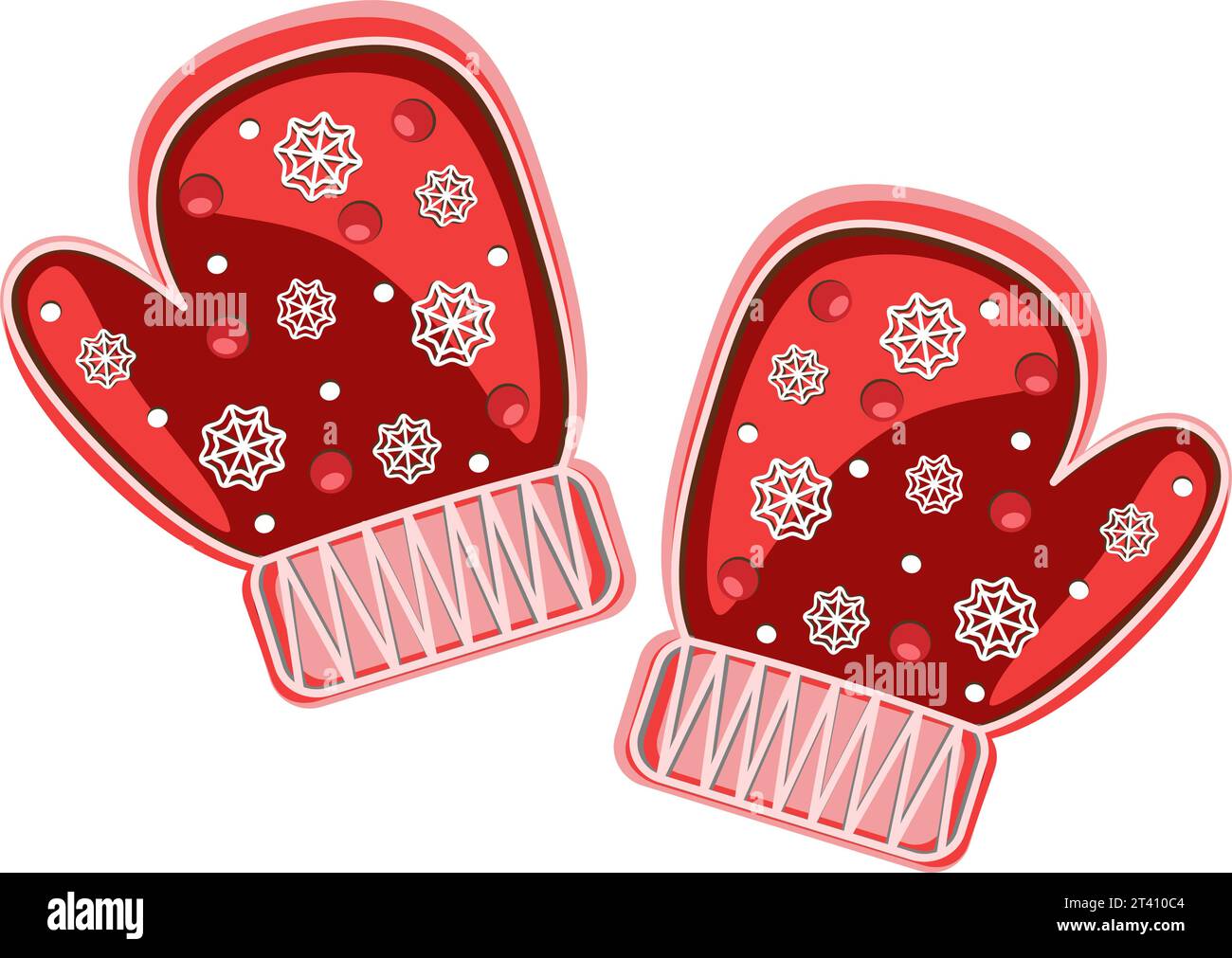 Red mittens isolated on white background. Vector illustration in ...