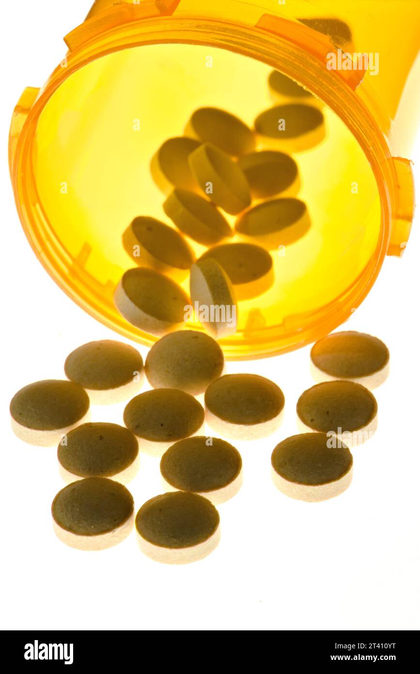 Medical pills isolated on white background. Mental health or drug ...