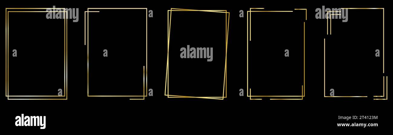 Gold frames set. Golden luxury rectangle borders. Vector illustration ...