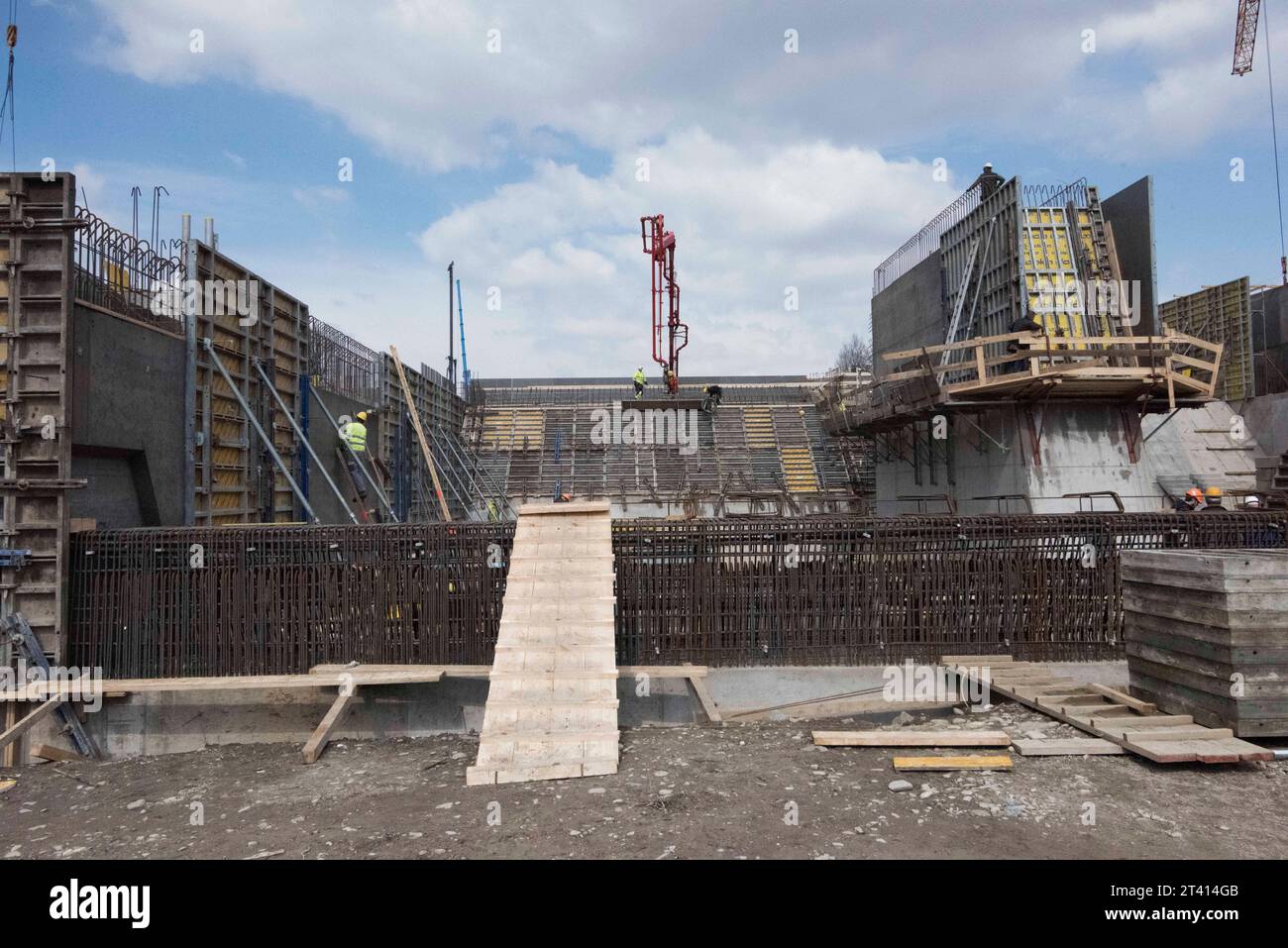 Doka Formwork On The Construction Side Yellow Colored Doka Formwork On ...