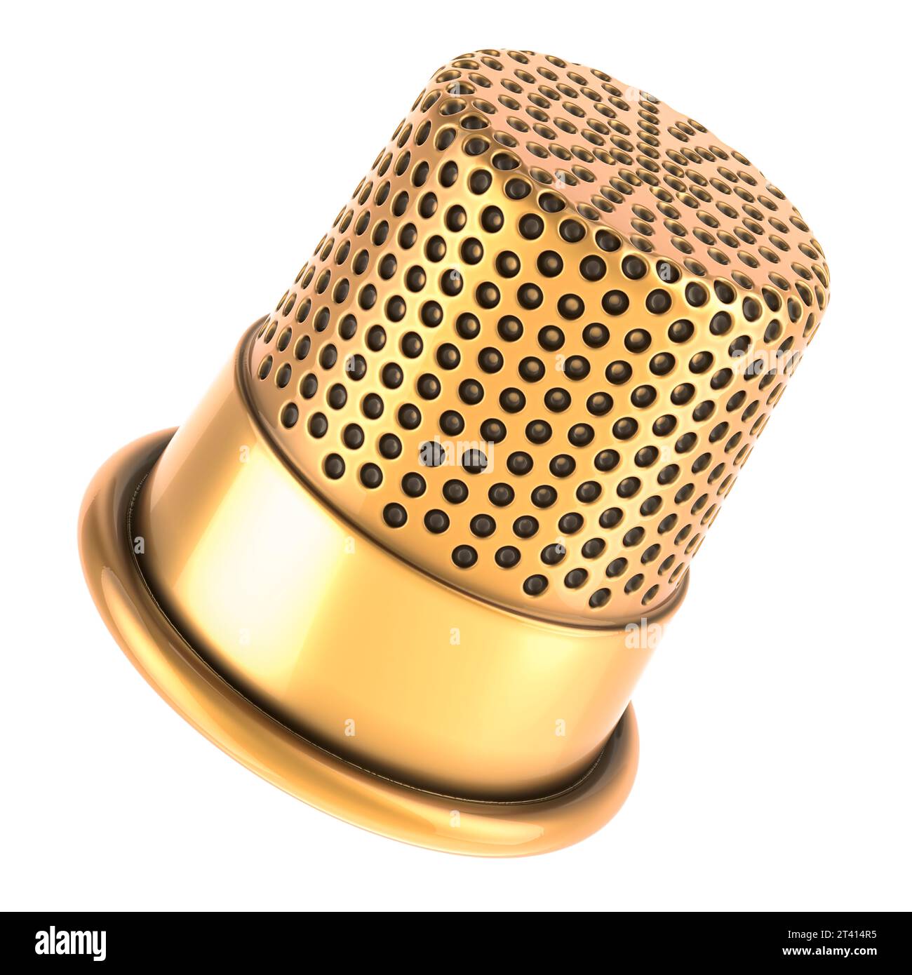 Golden Thimble, copper thimble. 3D rendering isolated on white ...