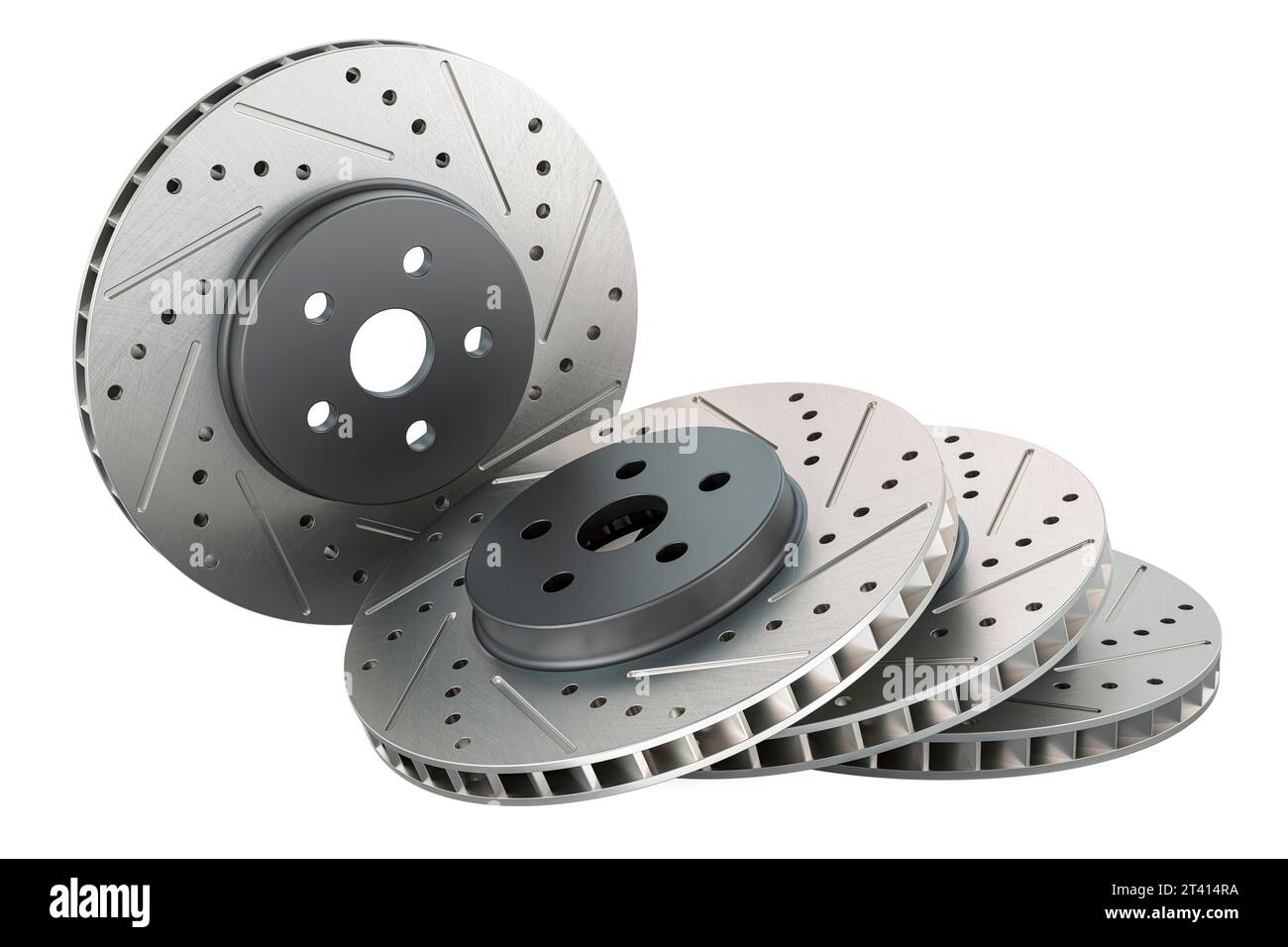 Car Disc Brake Rotors, 3D rendering isolated on white background Stock ...