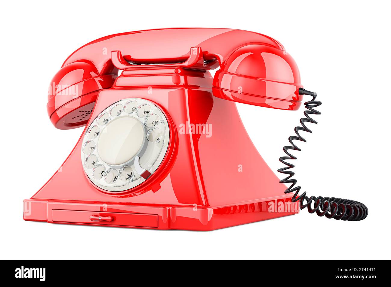 Red Vintage Phone, 3D rendering isolated on white background Stock ...