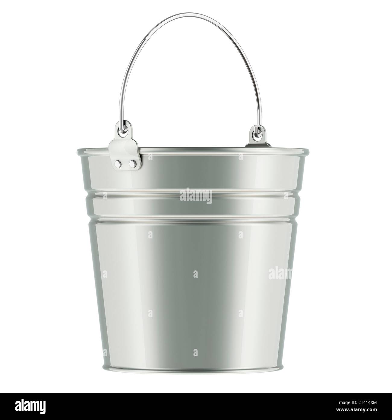 Galvanized bucket, galvanized steel pail with handle. 3D rendering ...