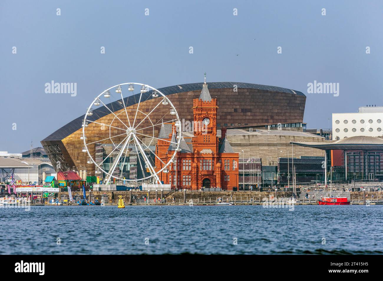 Cardiff Bay, including the Cardfiff Eye, Wales Millennium Centre, the ...