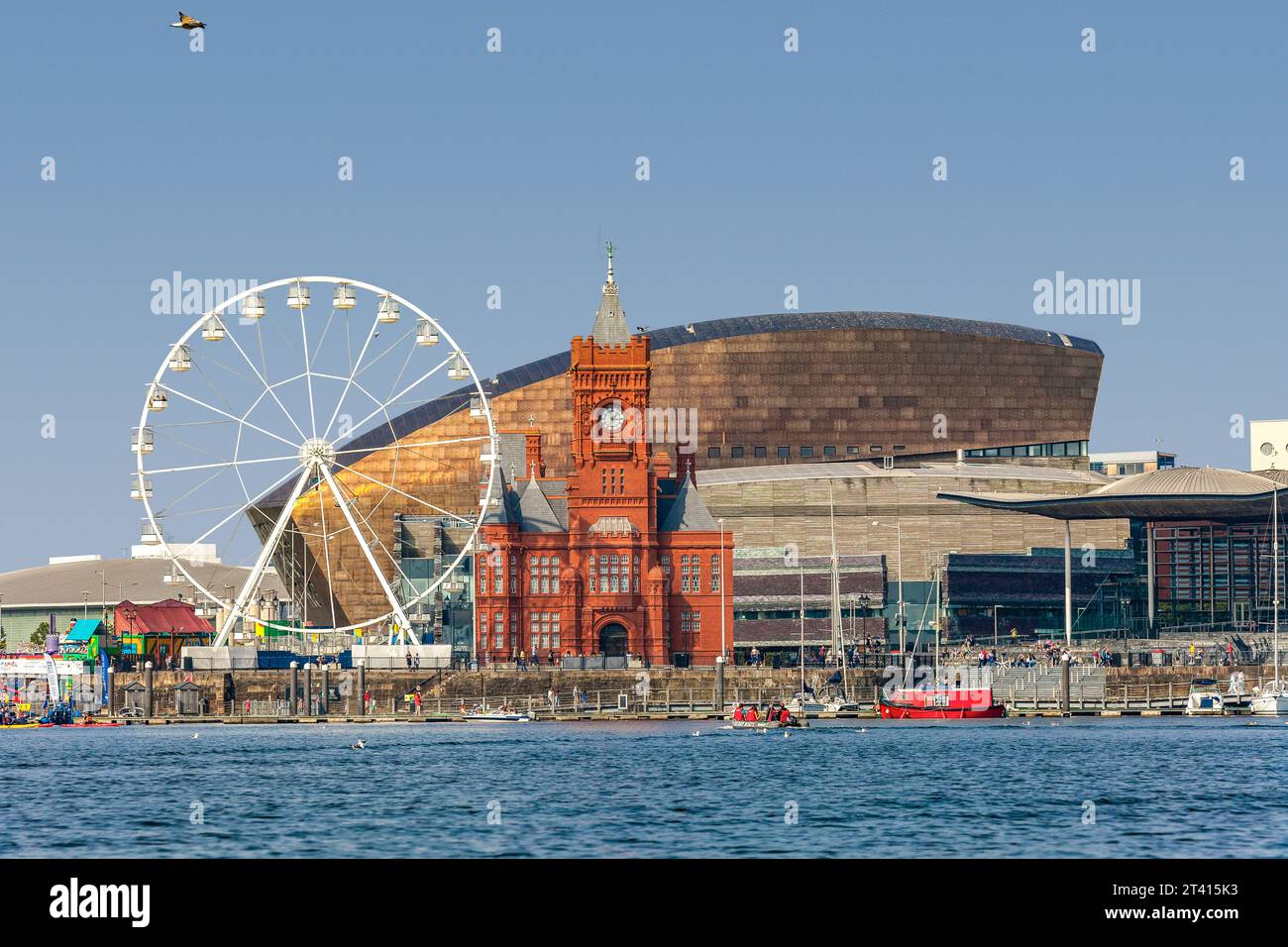 Cardiff Bay, including the Cardfiff Eye, Wales Millennium Centre, the ...