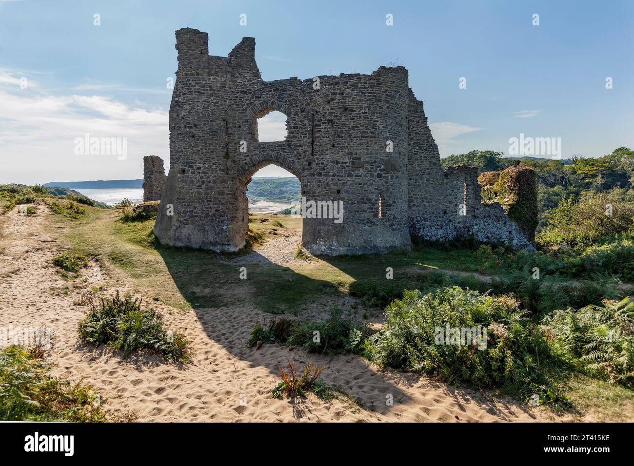 Ruins of Pennard Castle, Three Cliffs Bay Beach, Gower Peninsula, Wales ...