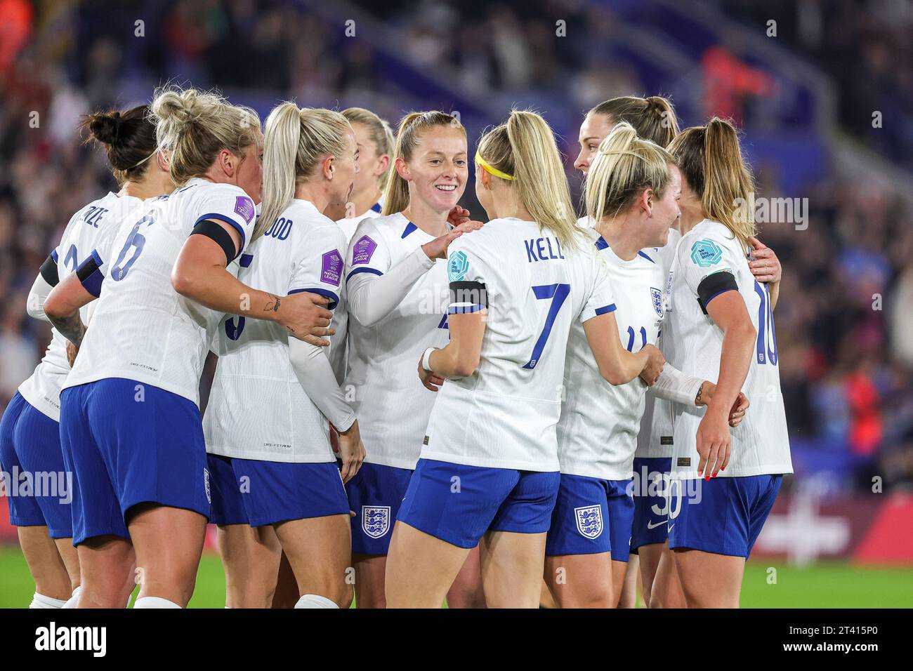 Leicester, UK. 27th Oct, 2023. England players celebrate the goal of ...