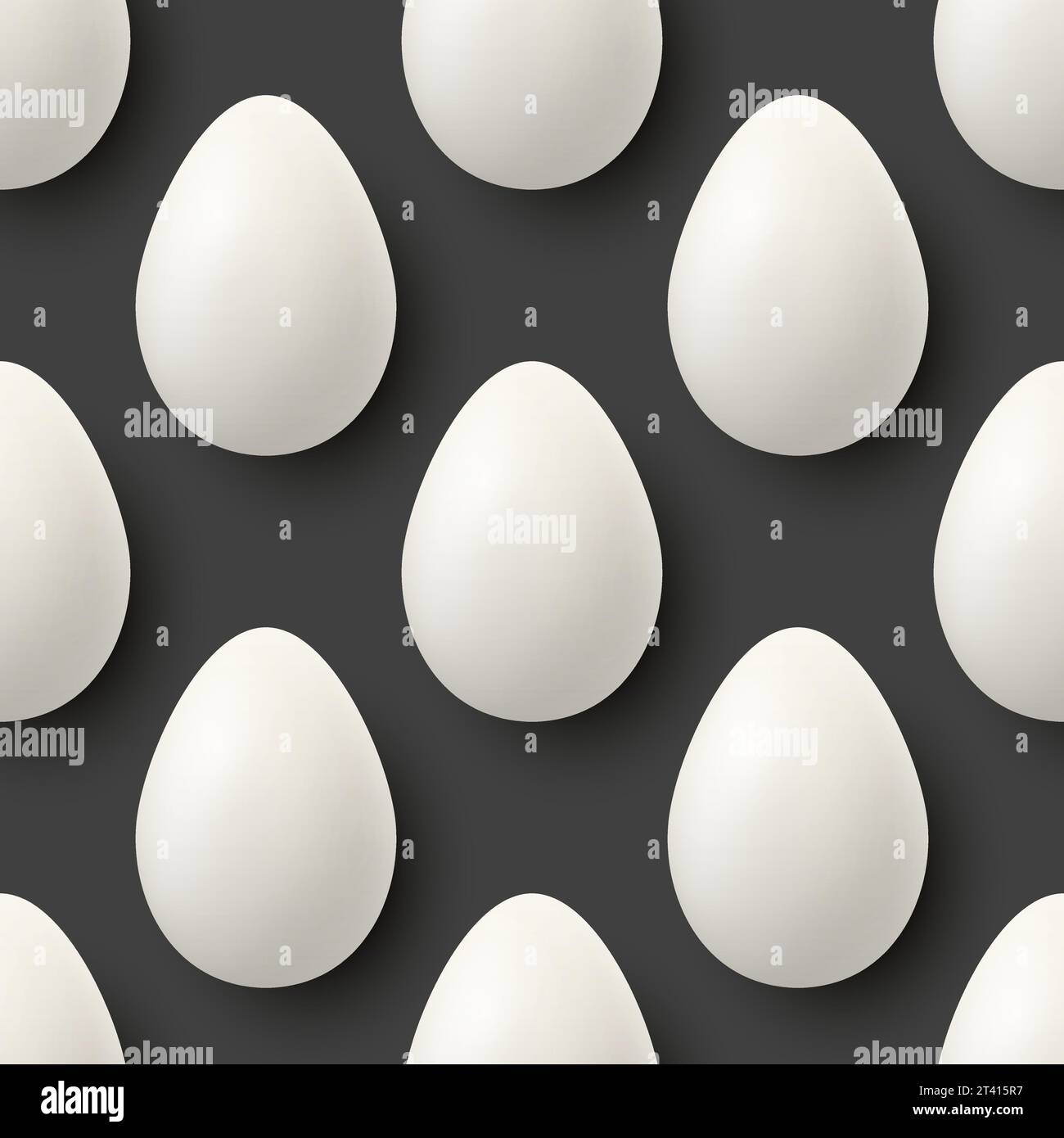 Vector Seamless Pattern with 3d Realistic White Chicken Eggs Closeup ...
