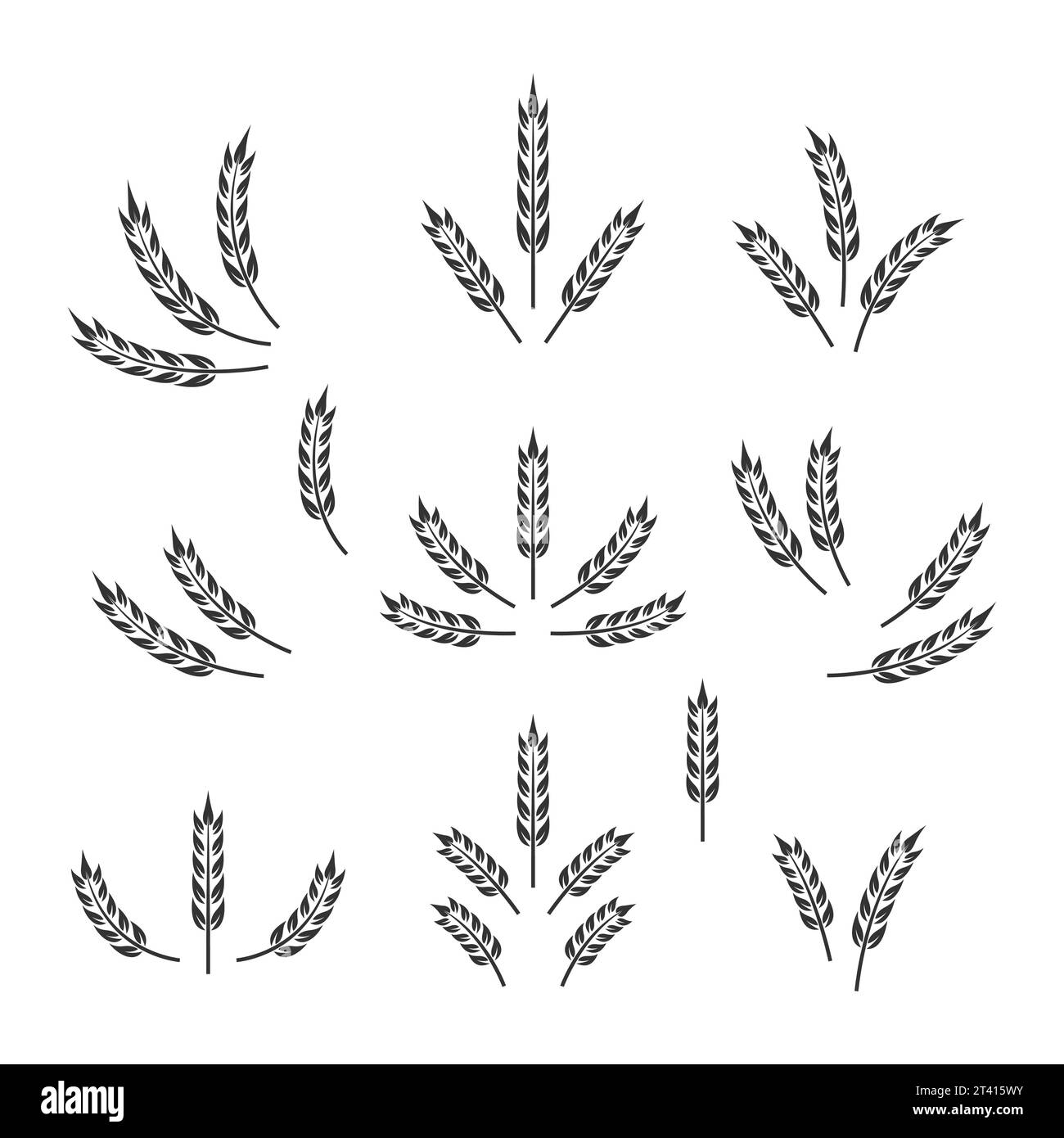 Flat Vector Agriculture Wheat Icon Set Isolated, Organic Wheat, Rice ...