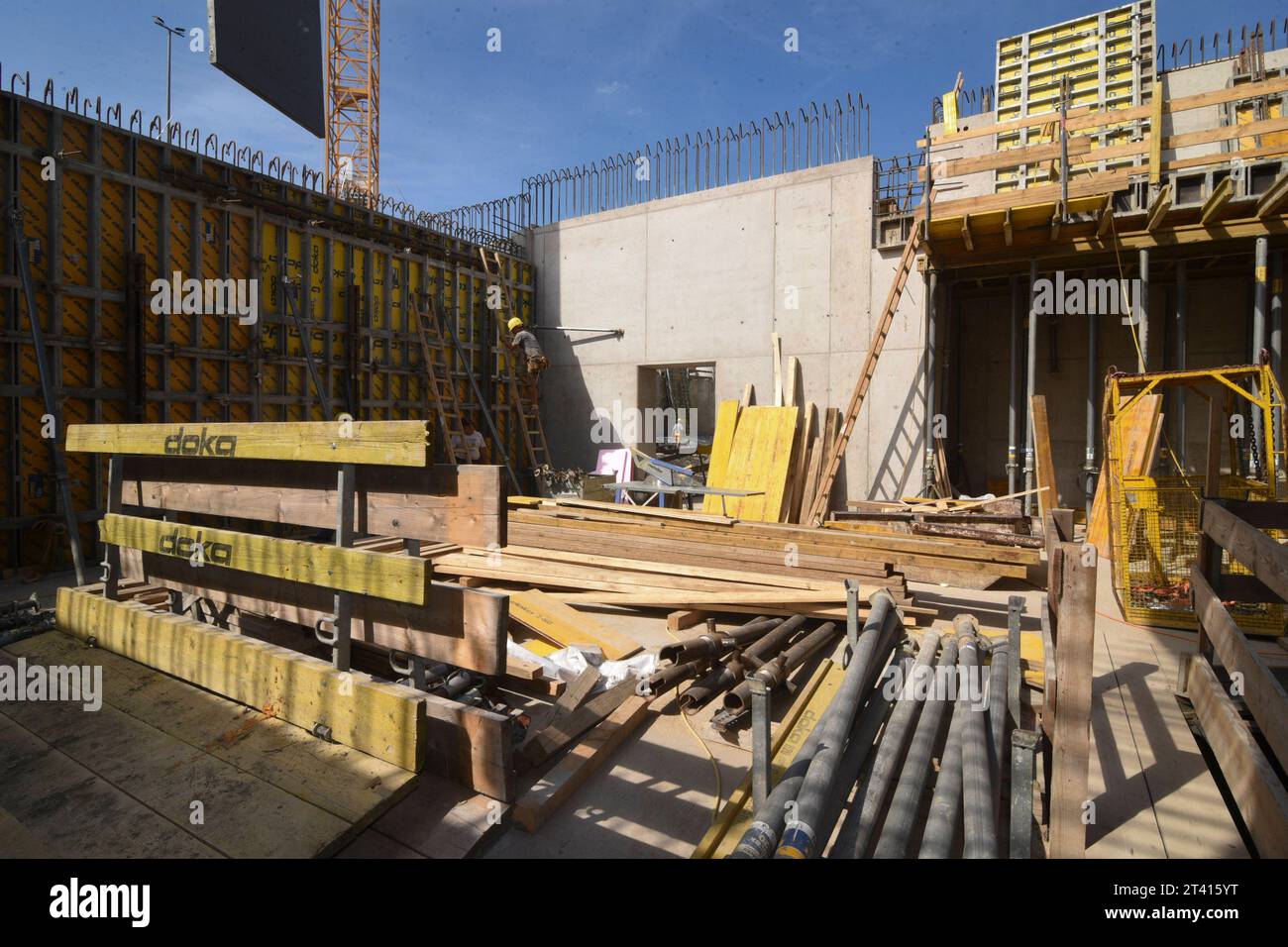 Doka Formwork On The Construction Side Yellow Colored Doka Formwork On ...