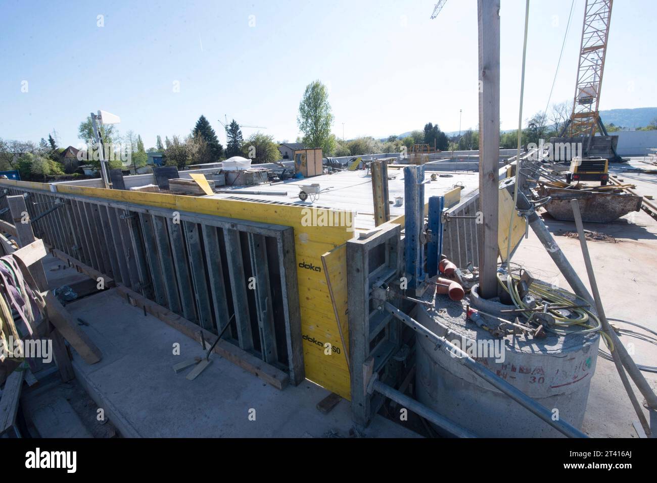 Doka Formwork On The Construction Side Yellow Colored Doka Formwork On ...