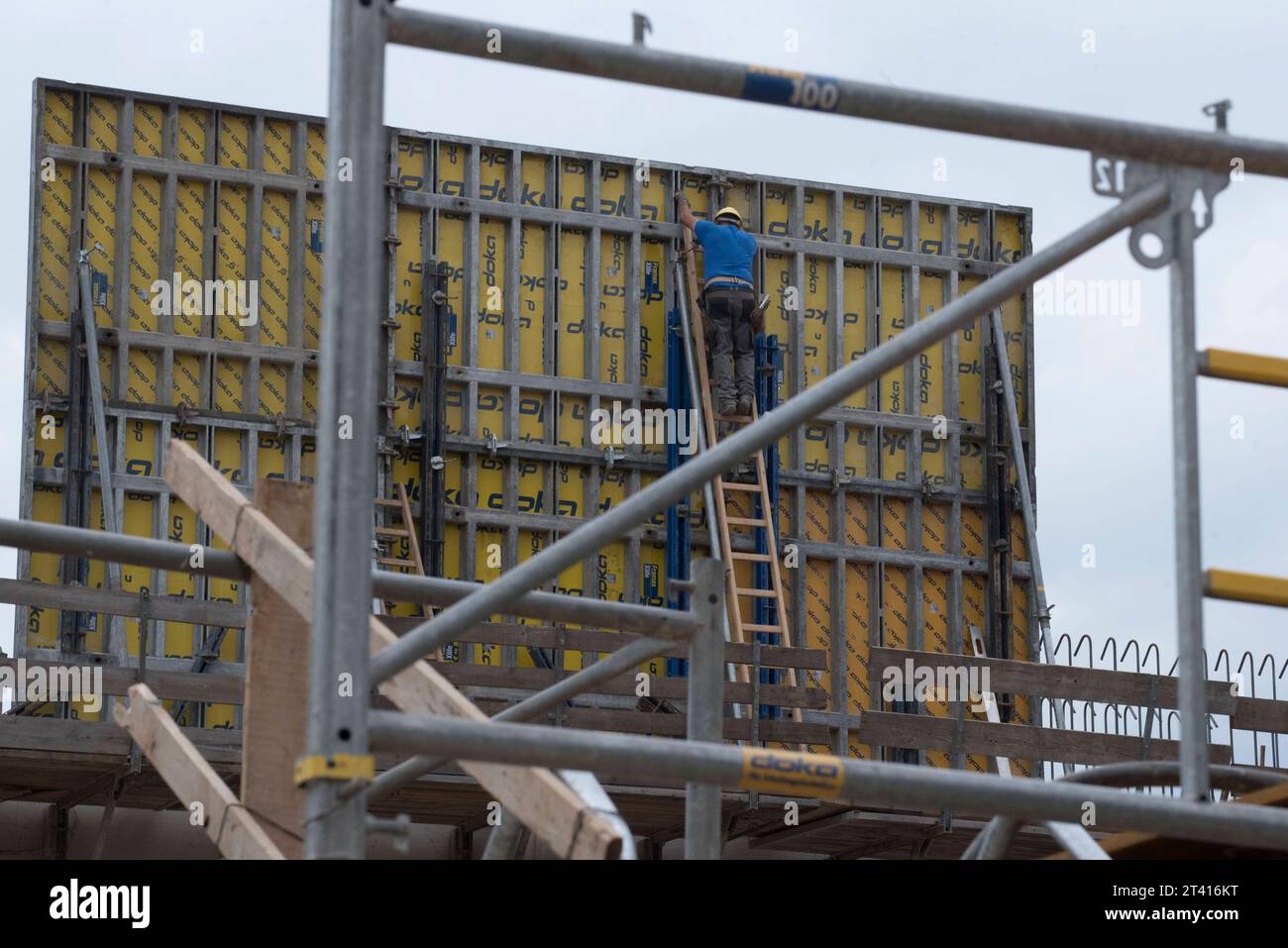 Doka Formwork On The Construction Side Yellow Colored Doka Formwork On ...
