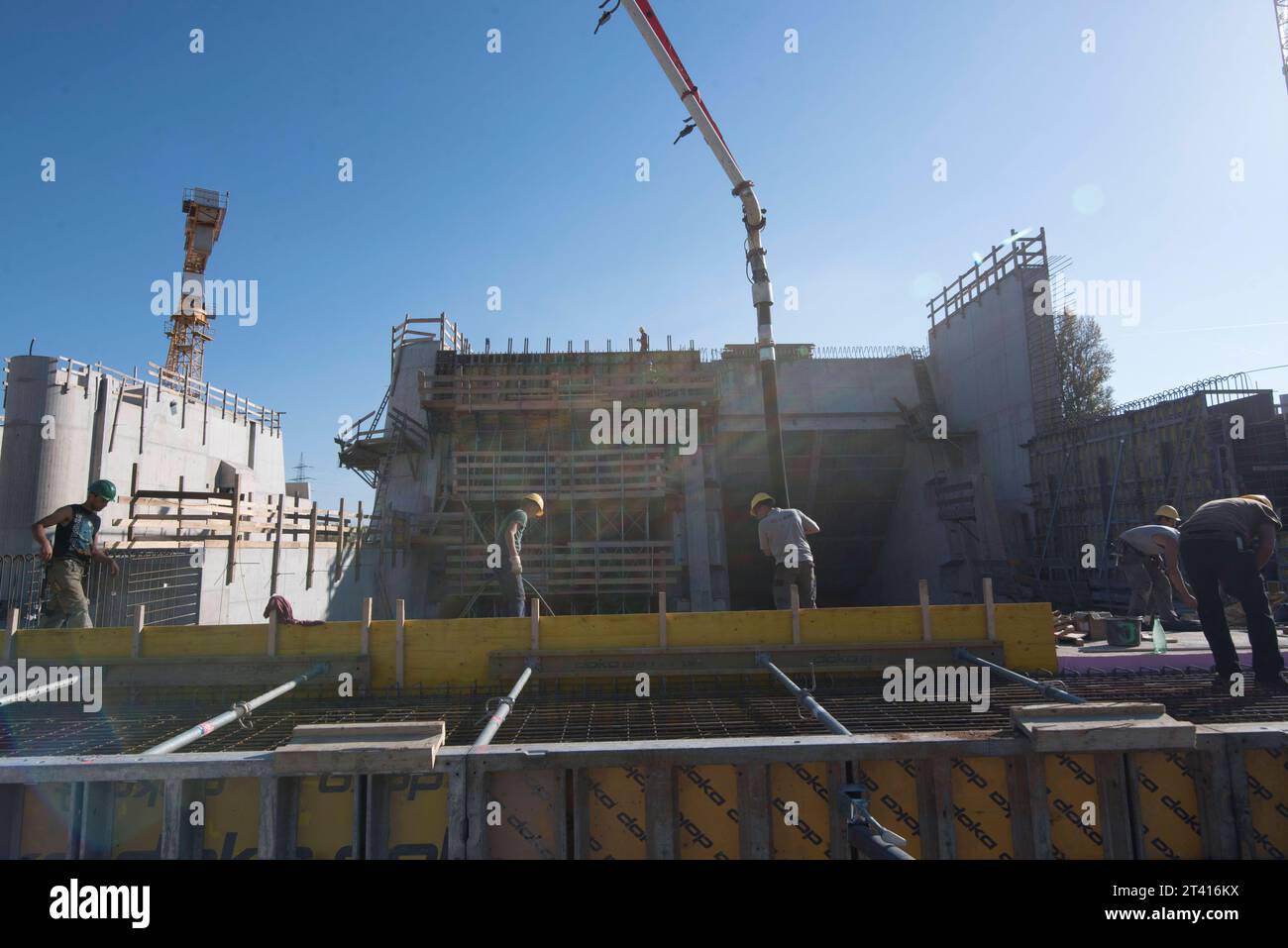 Doka Formwork On The Construction Side Yellow Colored Doka Formwork On ...