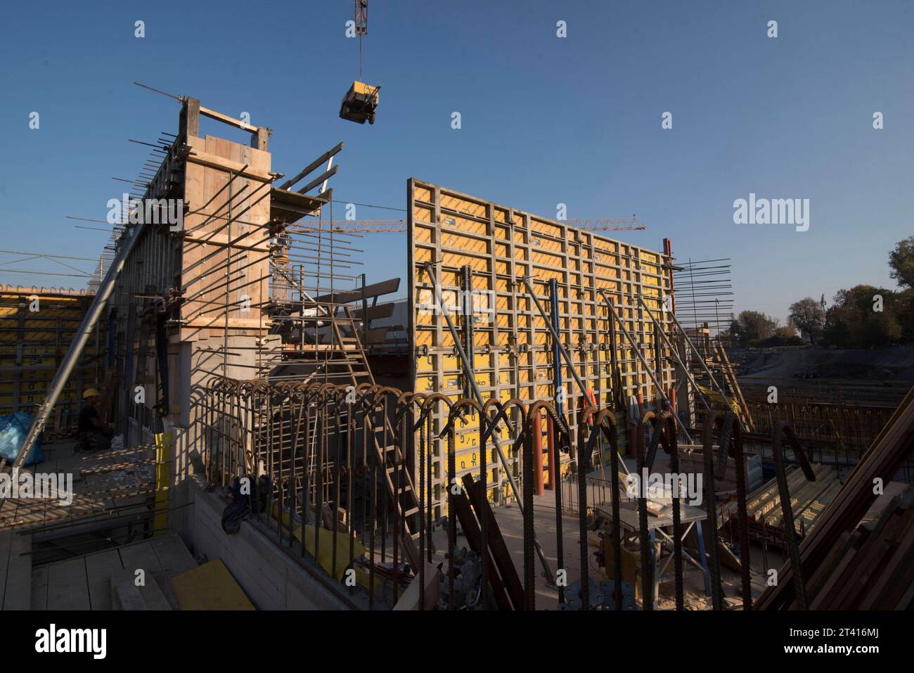 Doka Formwork On The Construction Side Yellow Colored Doka Formwork On ...