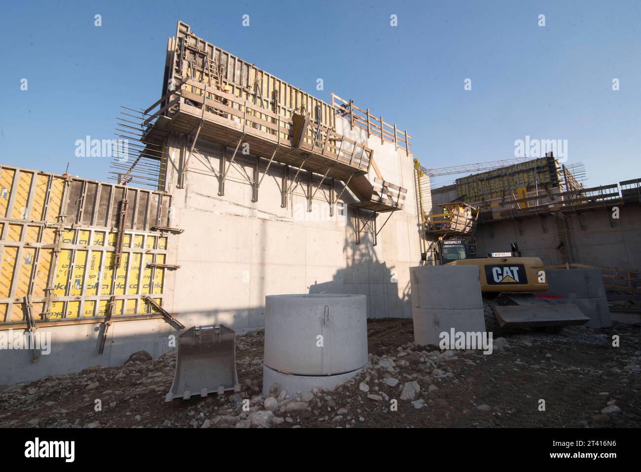 Doka Formwork On The Construction Side Yellow Colored Doka Formwork On ...